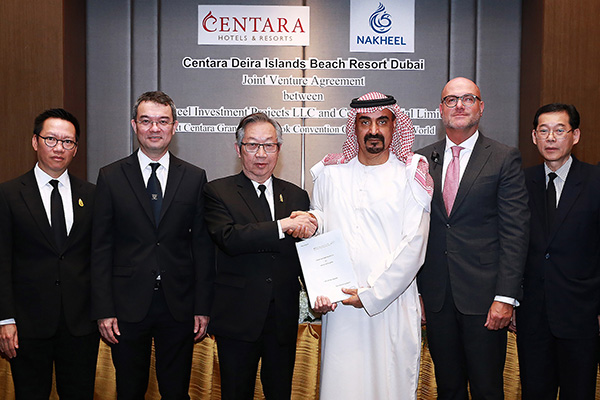 Chirathivat (3rd from L) and Lootah (3rd from R) partner for the world ...