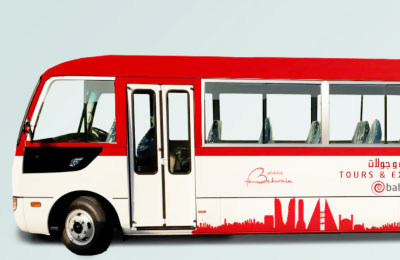 A mock-up of the new Atbahrain branded bus.