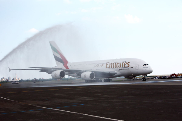 The first Emirates A380 flight was on 1 August, 2008, to New York