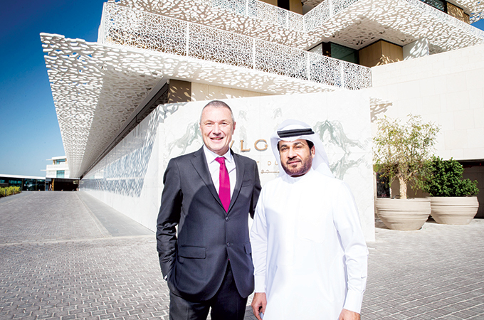Jean-Christophe Babin (left) and Abdulla Al Habbai after opening the resort