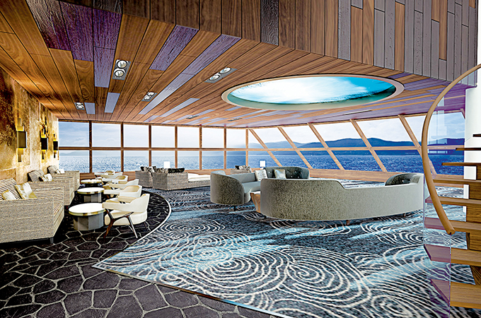 An observation lounge in The Haven by Norwegian, hidden away at the top ...