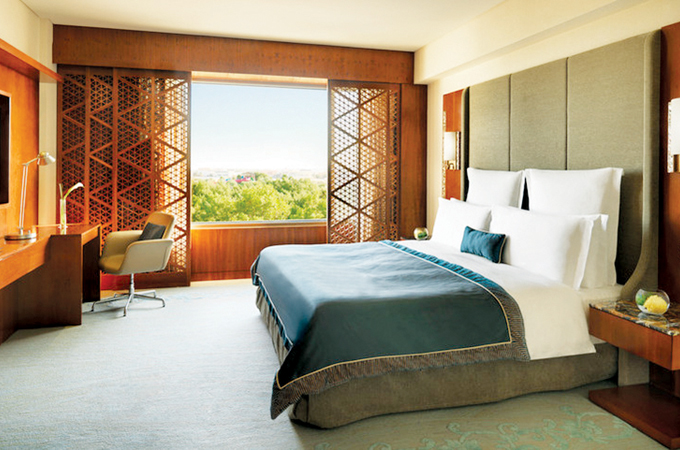 A deluxe room with a view in Jumeirah Messilah Beach Hotel & Spa