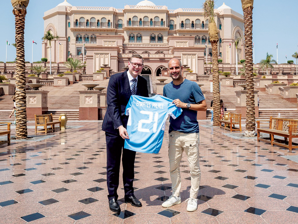 Michael Koth, GM, Emirates Palace, and Pep Guardiola, manager of ...