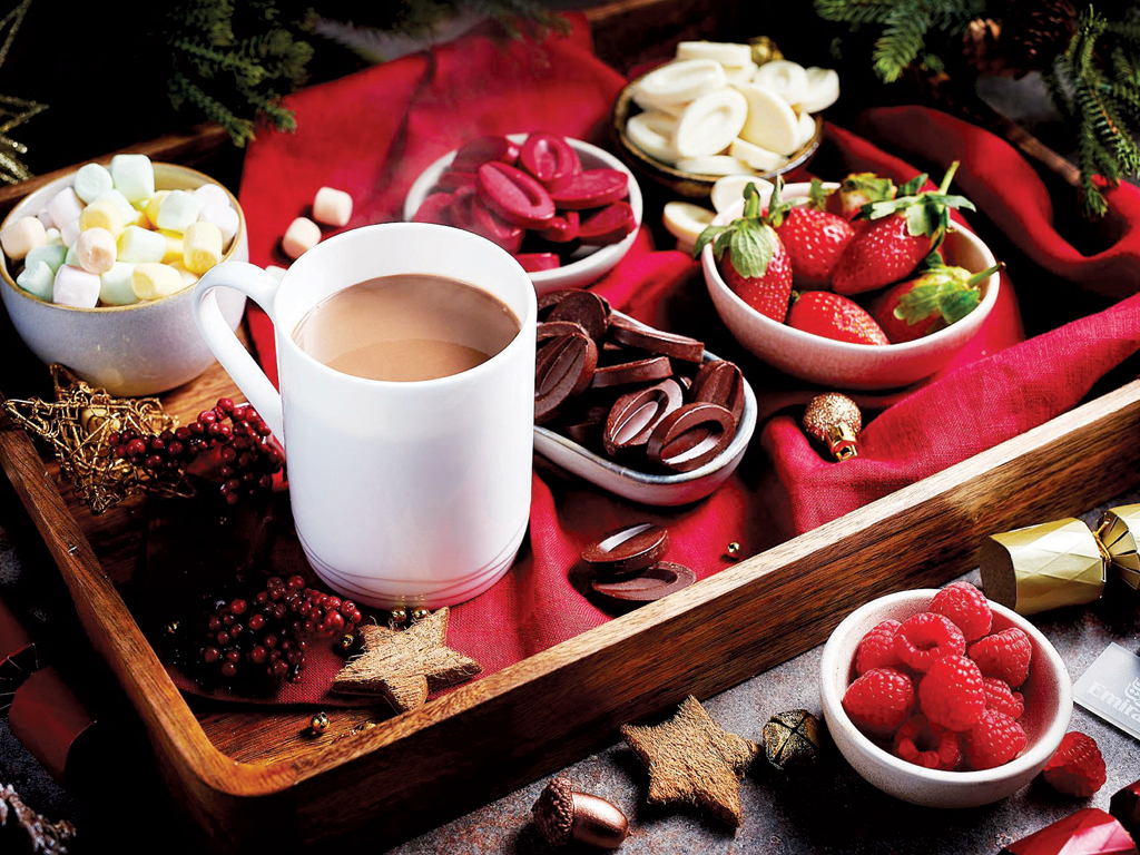 Special hot chocolate service was provided in Business Class during ...