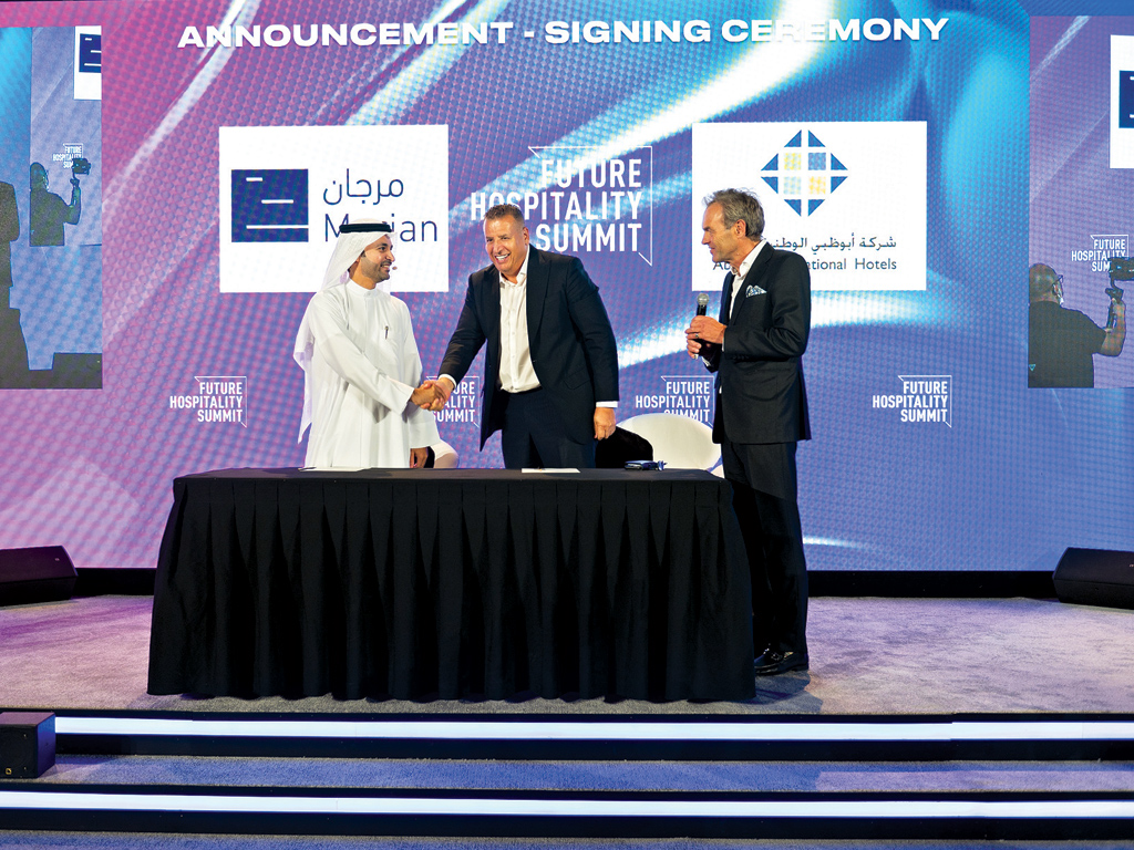 Abdullah Abdooli, CEO, Marjan and Khalid Anib, CEO, ADNH, with Jonathan ...